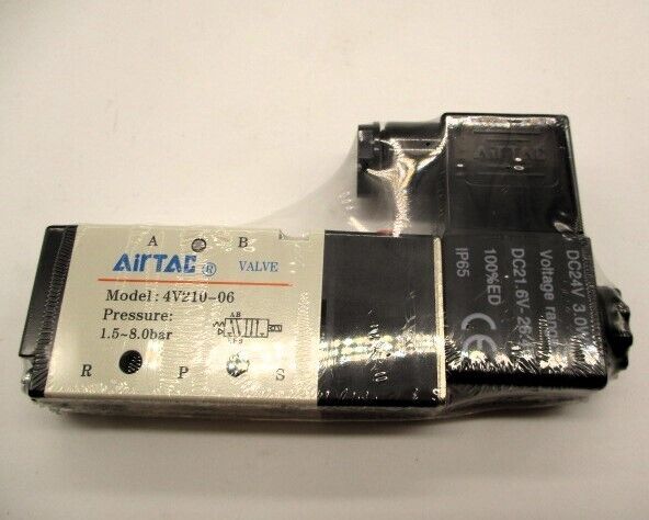 Airtac Pneumatic Air Single Solenoid Valve 5/2 Way, 4V210-06, 1/8", DC24V - sensors-trade