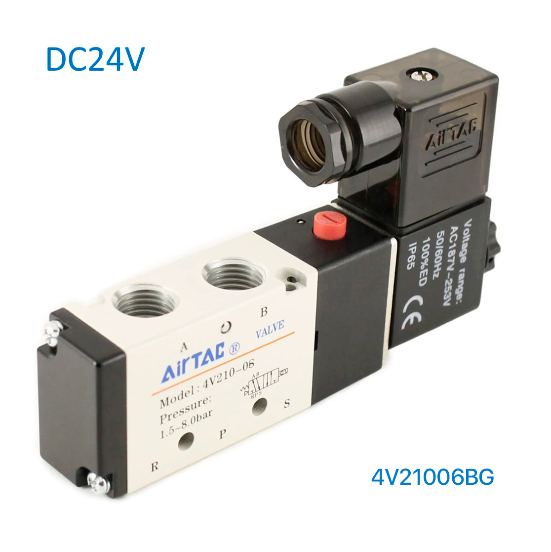 Airtac Pneumatic Air Single Solenoid Valve 5/2 Way, 4V210-06, 1/8", DC24V - sensors-trade